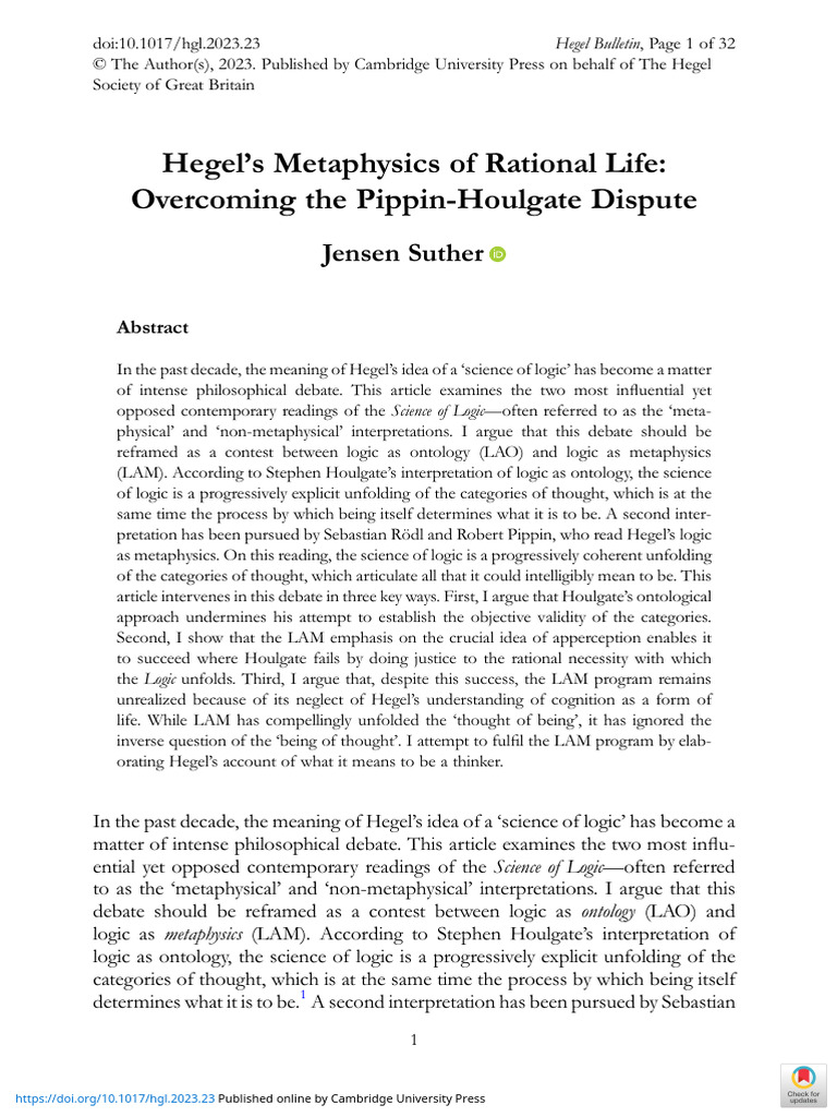Hegel's Logic: Ontology vs. Metaphysics | PDF | Georg Wilhelm Friedrich ...