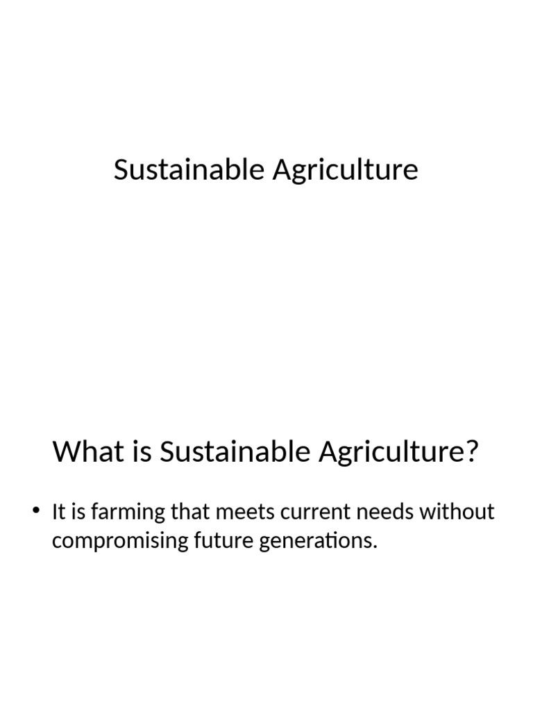 Sustainable Agriculture | PDF