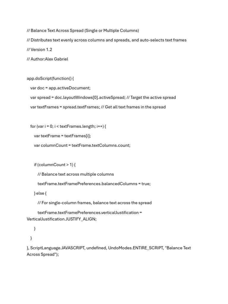Balance Text in Columns Script | PDF