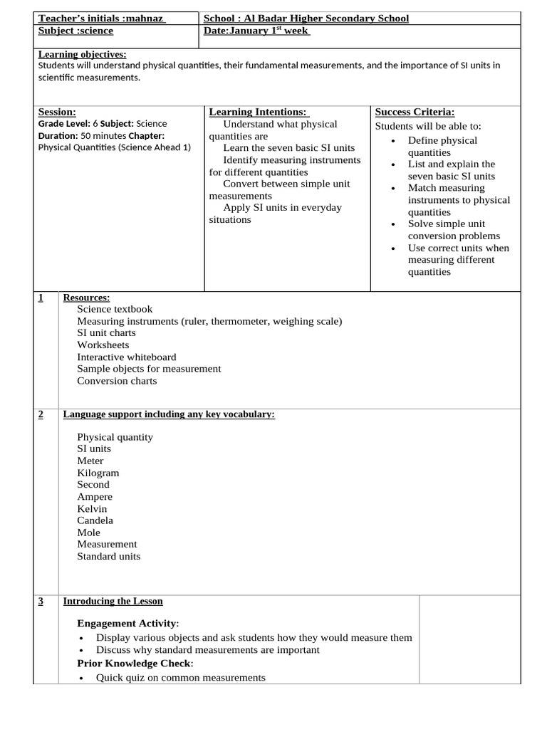 CHP Physical Quantities 1 | PDF | Measurement | International System Of Units