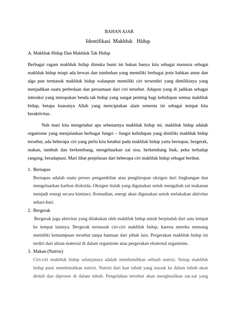 Klasifikasi dan Ciri Makhluk Hidup | PDF