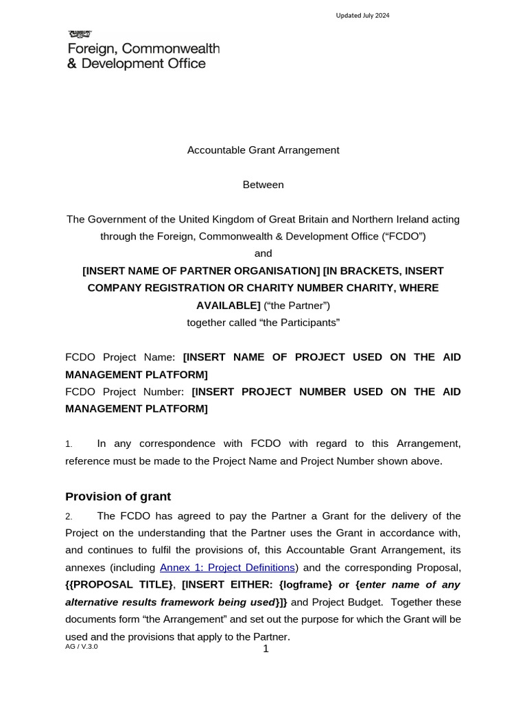 UK FCDO Accountable Grant Agreement | PDF | Internal Control | Risk