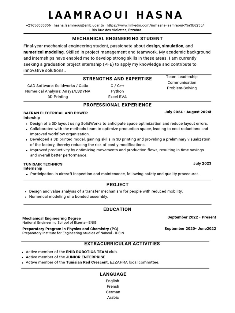 Black and White Corporate Resume | PDF | Engineering | Mechanical Engineering