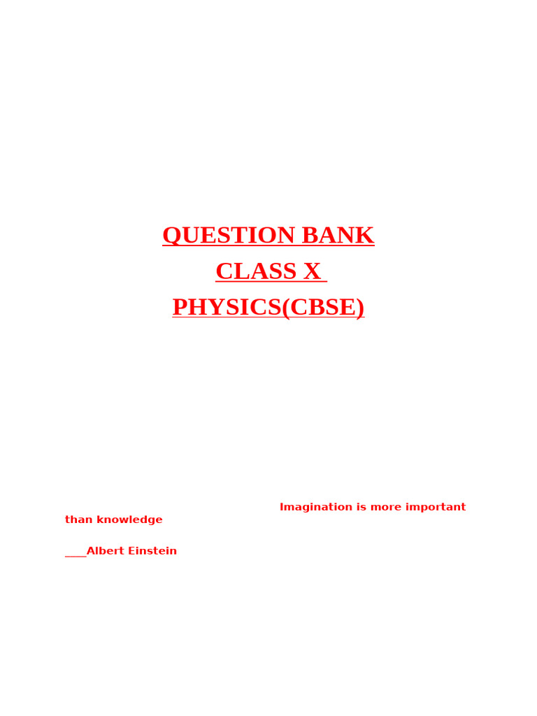 Class X Physics Question Bank: Light | PDF | Reflection (Physics ...