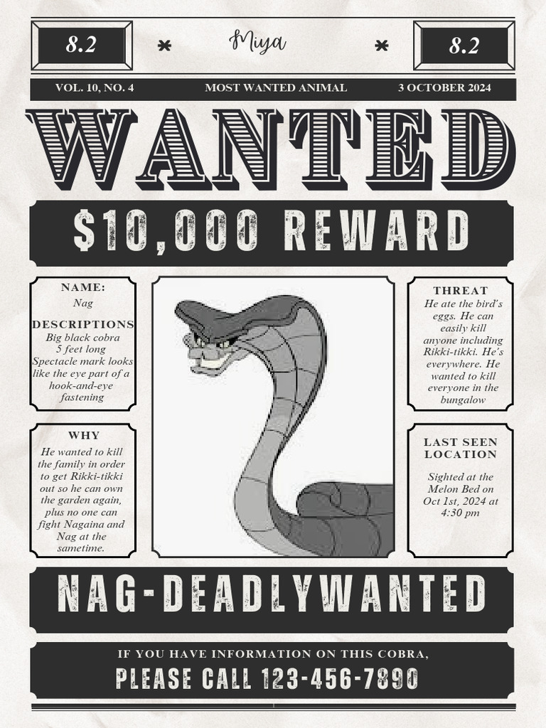 Black and White Vintage Newspaper Criminal Wanted Poster | PDF