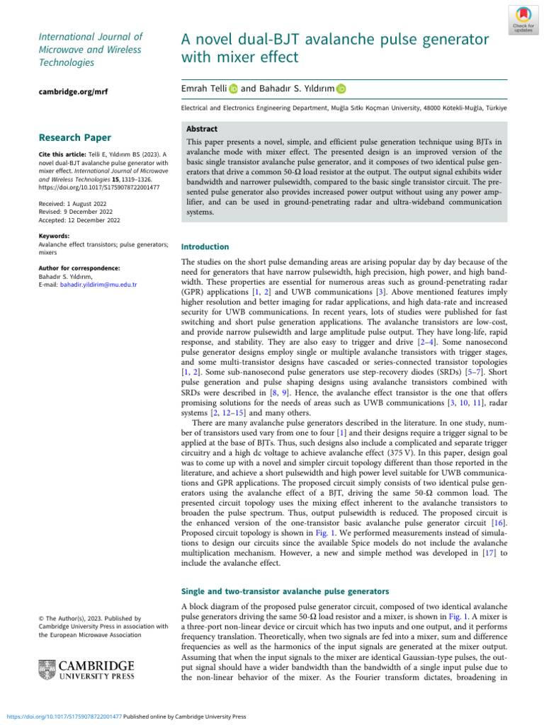 Dual-BJT Avalanche Pulse Generator Design | PDF | Amplifier | Bipolar ...