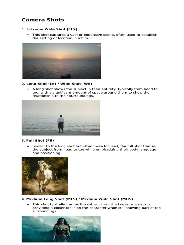 Camera Shots and Angles Explained | PDF | Camera | Zoom Lens