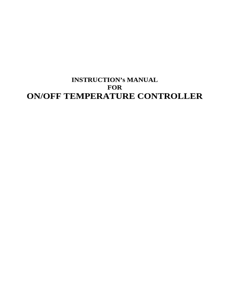 On/Off Temperature Controller Manual | PDF