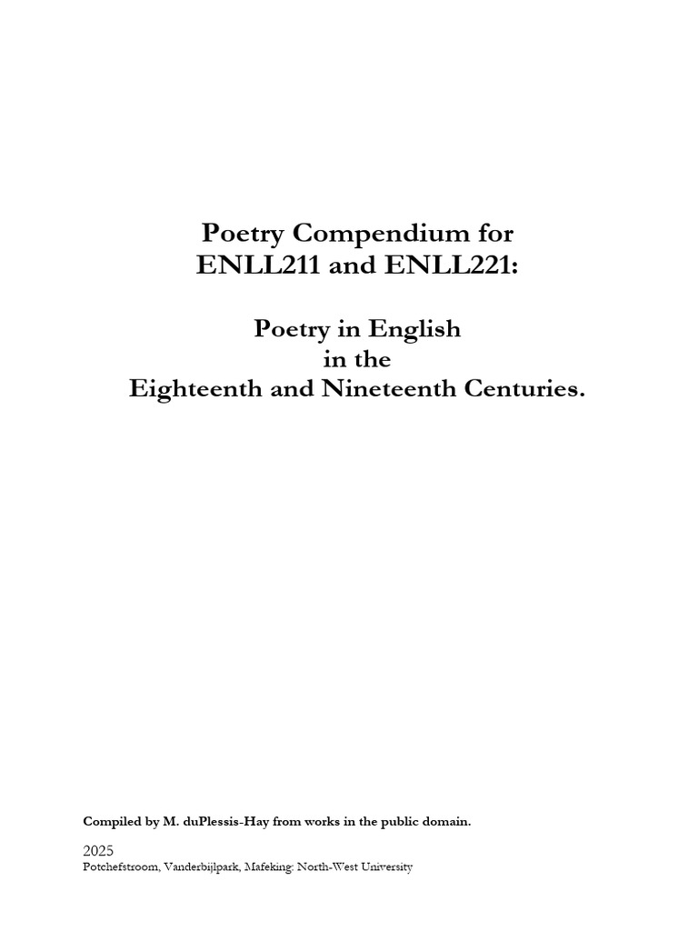 ENLL211 221 POETRY Compendium 2025 | PDF | Salvation | Thou