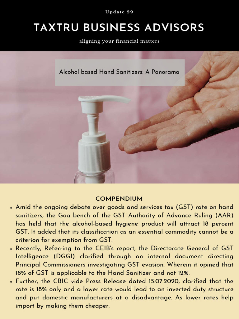 GST on Alcohol-Based Hand Sanitizers | PDF | Disinfectant | Infection