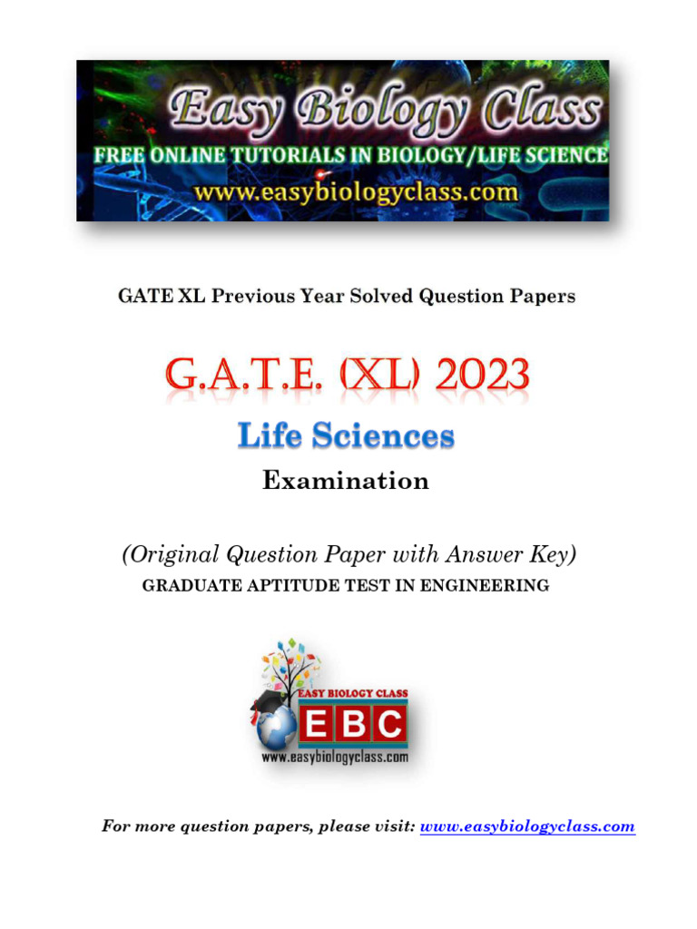GATE XL 2023 Solved Question Papers | PDF | Nucleotides | Dna