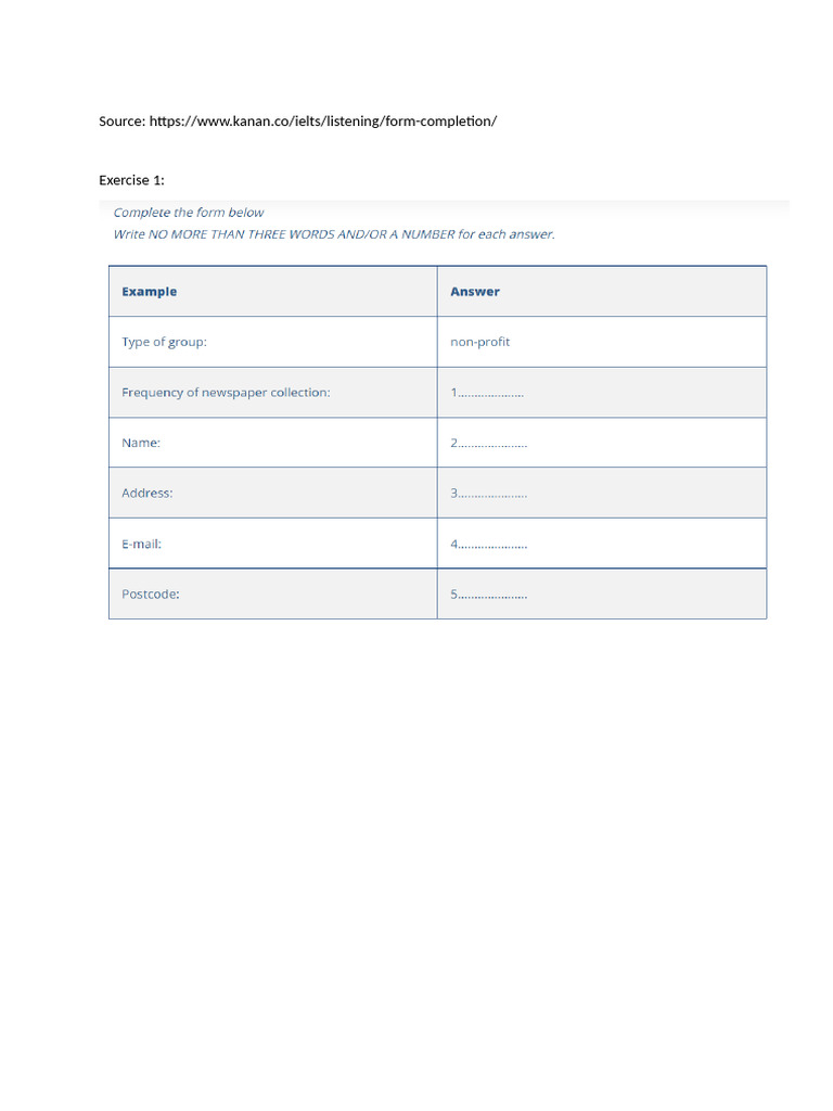 Listening-form completion | PDF