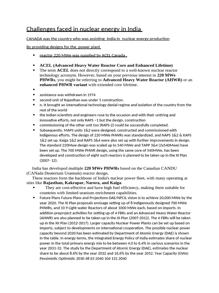 Challenges Faced in Nuclear Energy in India | PDF | Nuclear Power ...