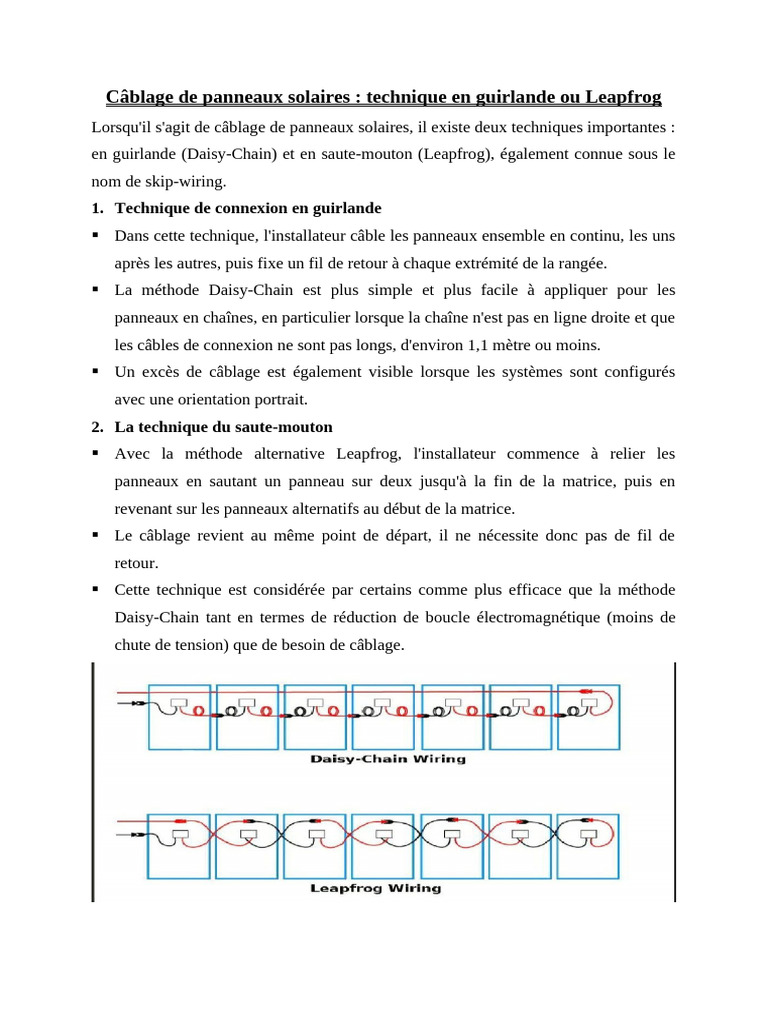 Câblage solaire : méthodes Daisy-Chain et Leapfrog | PDF | Énergie ...