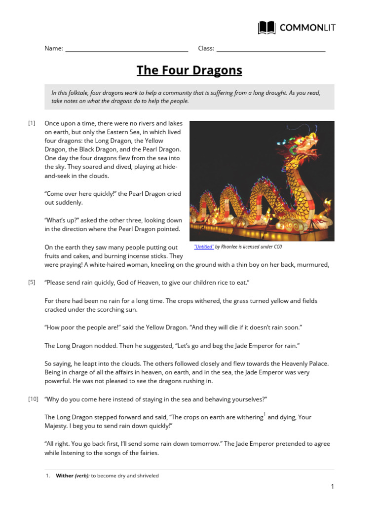 Dragons' Sacrifice in Chinese Folktale | PDF | Dragon | Folklore