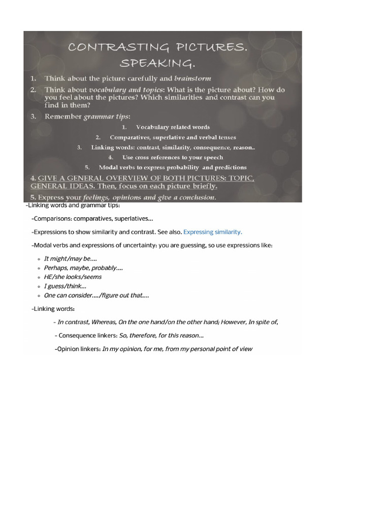 Compare Two Pictures-Speaking Test | PDF