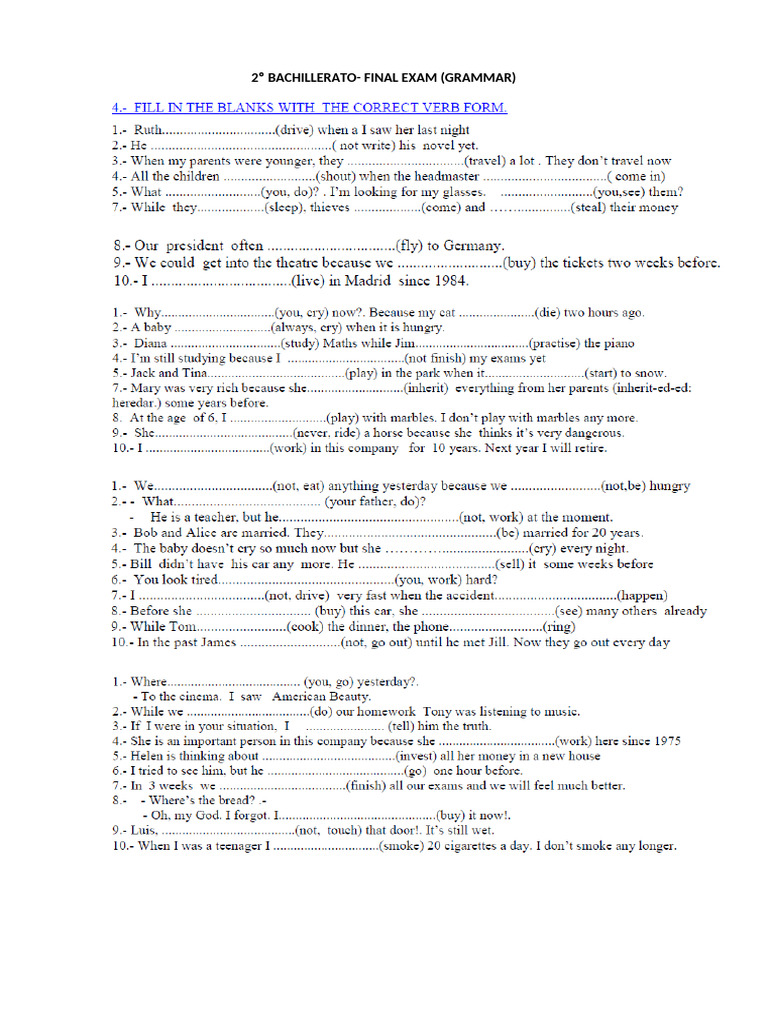 Exam 2 Bachillerato | PDF