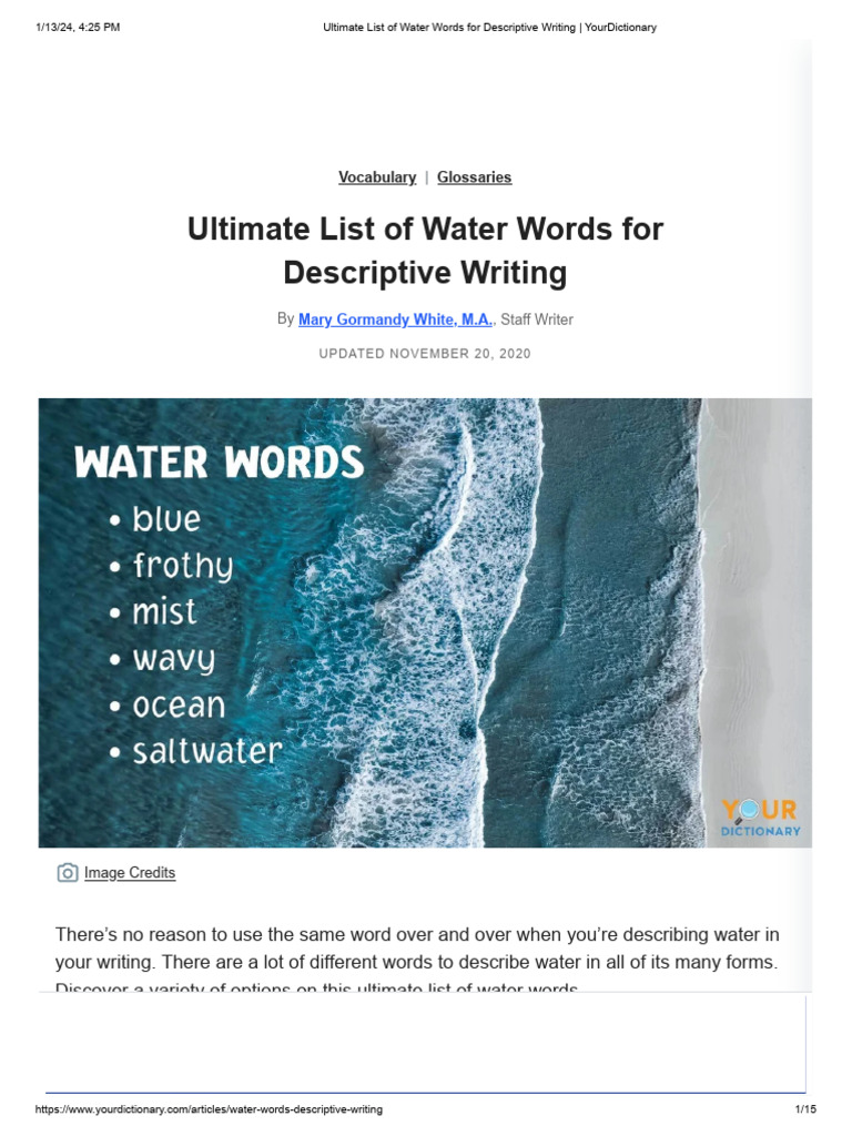 Ultimate List of Water Words For Descriptive Writing - YourDictionary ...