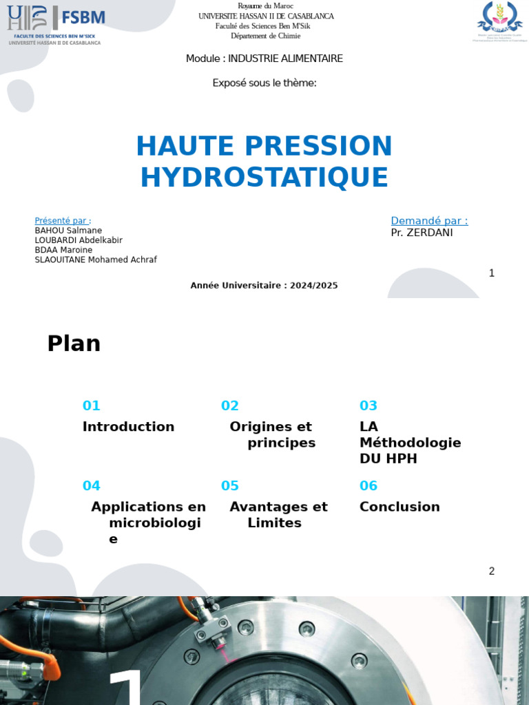 Haute Pression Hydrostatique: Module: Industrie Alimentaire Exposé Sous Le Thème | PDF ...