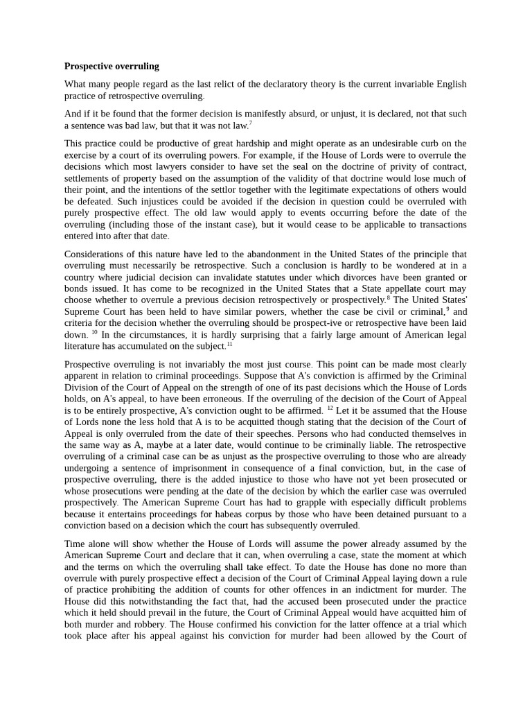 Prospective Overruling in English Law | PDF | Misrepresentation | Tort