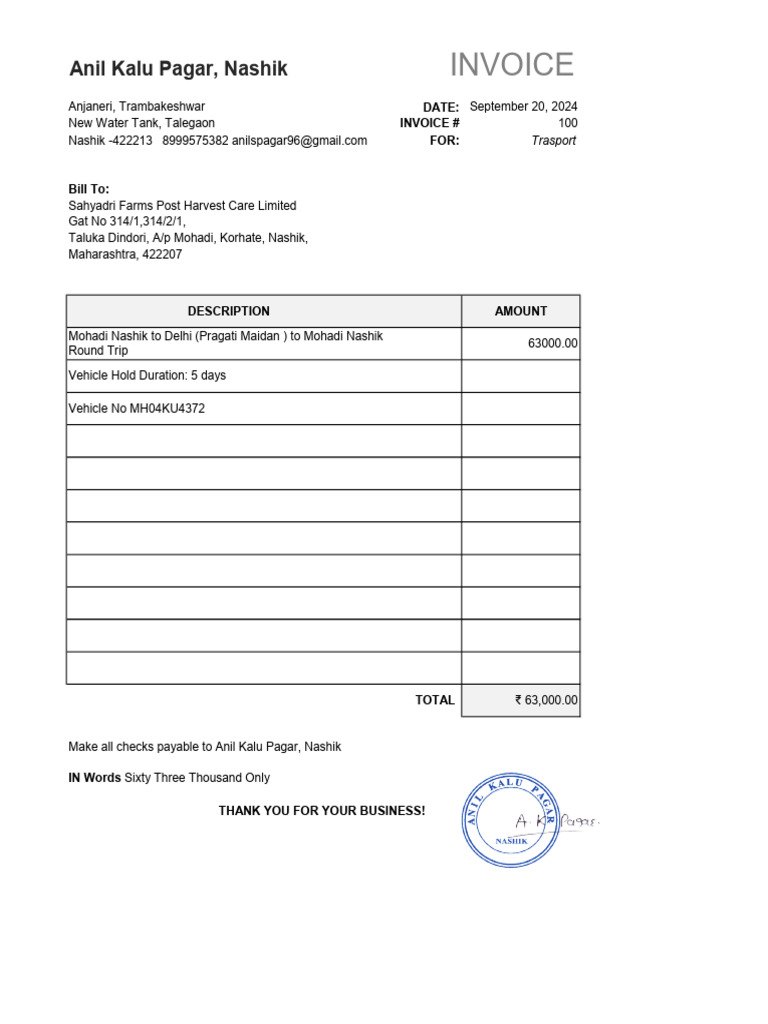 Anil kalu pagar revised Invoice | PDF