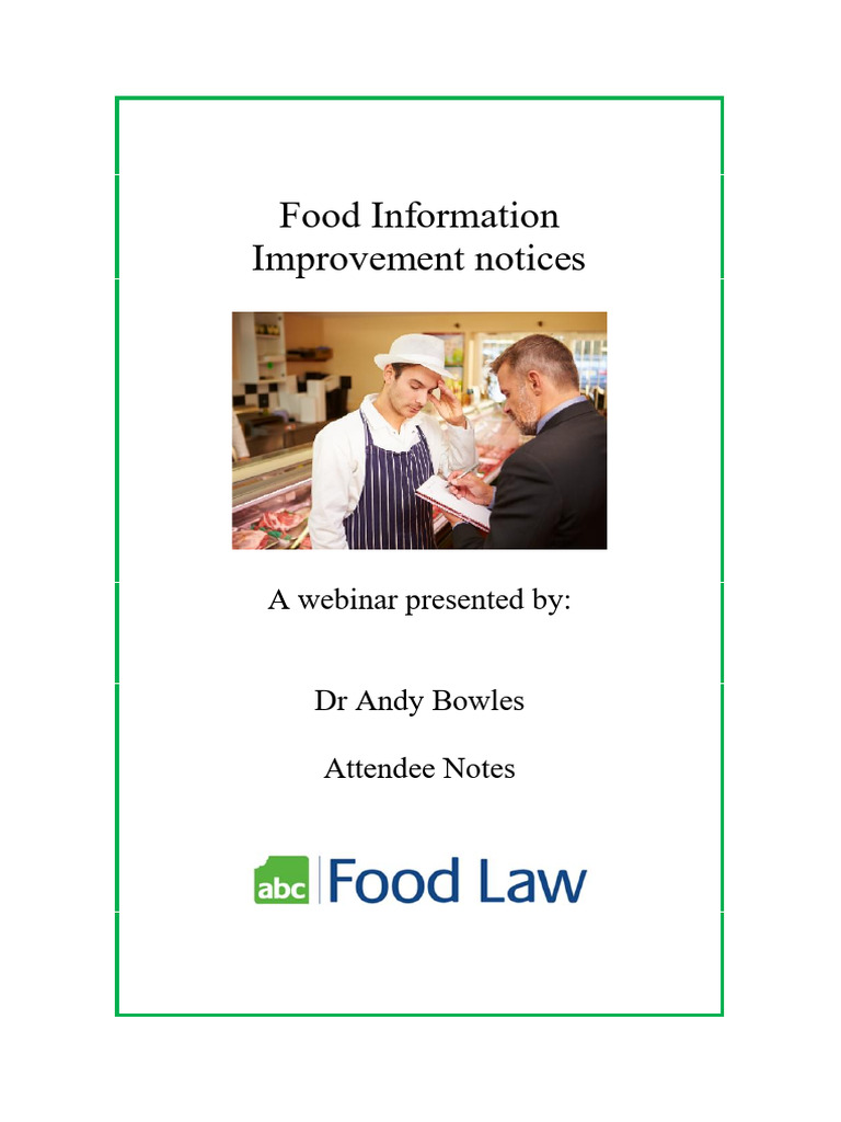Improvement Notices Webinar Attendee Notes | PDF | Nutrients | Nutrition