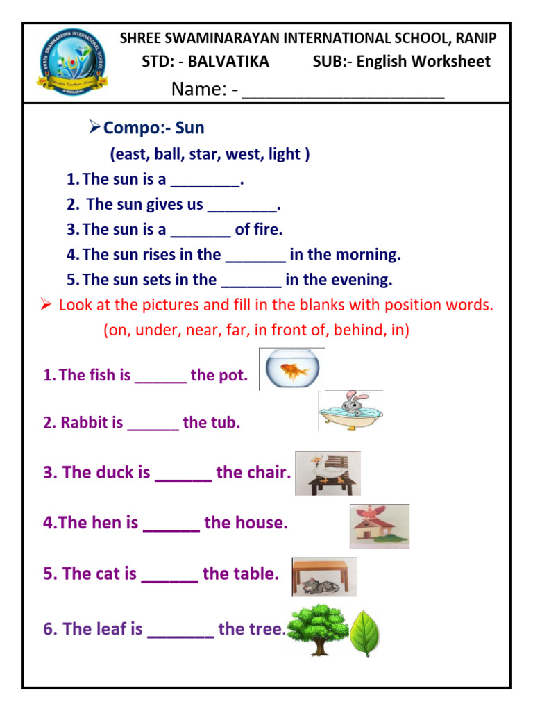 Balvatika English Worksheet Activities | PDF