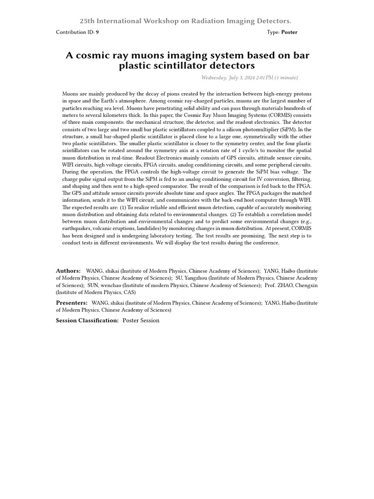A Cosmic Ray Muons Imaging System Based On Plastic Scintillators | PDF ...