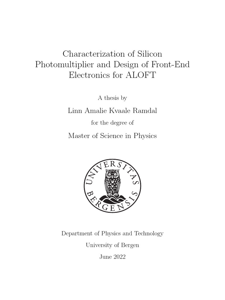 Characterization of Silicon Photomultiplier and Design of Front-End Electronics for ALOFT | PDF ...