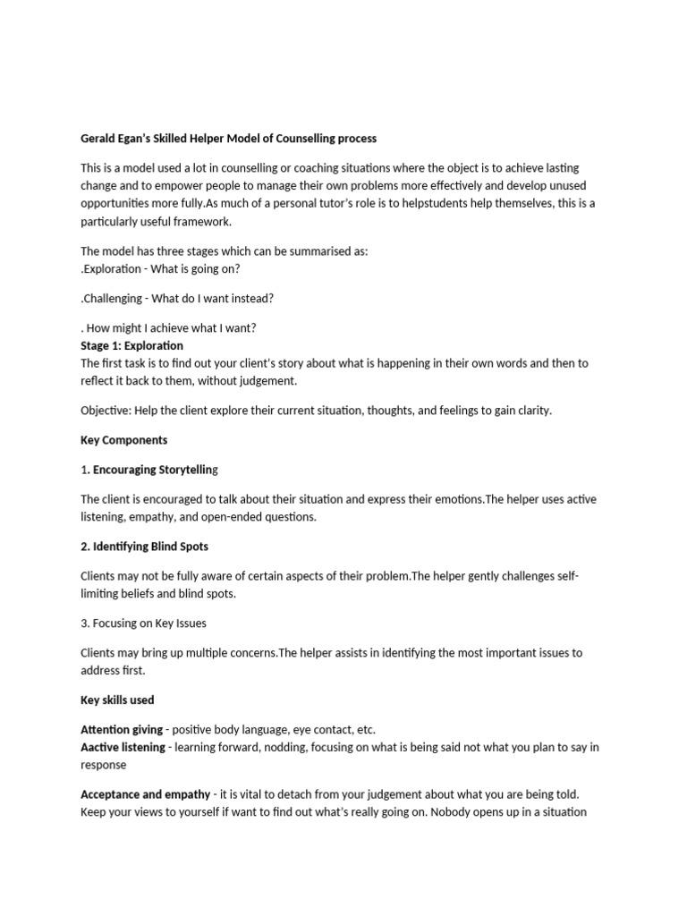 Gerald Egan's Skilled Helper Model Explained | PDF | Empathy ...