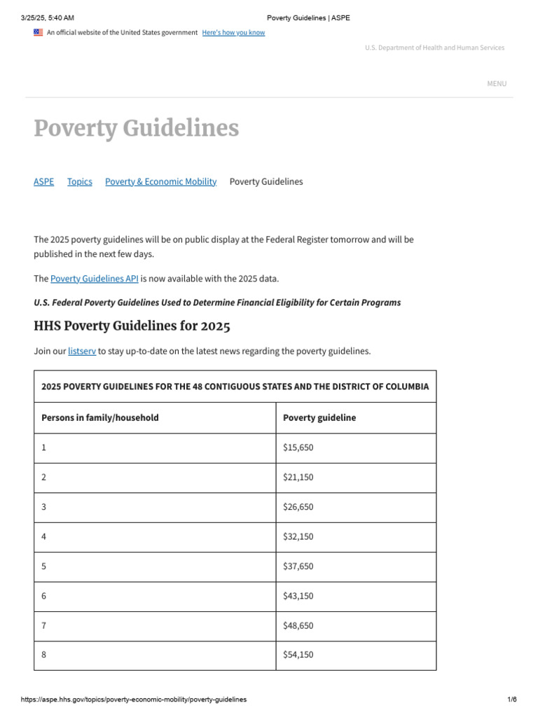 2025 Poverty Guidelines for 48 States | PDF | Poverty In The United ...