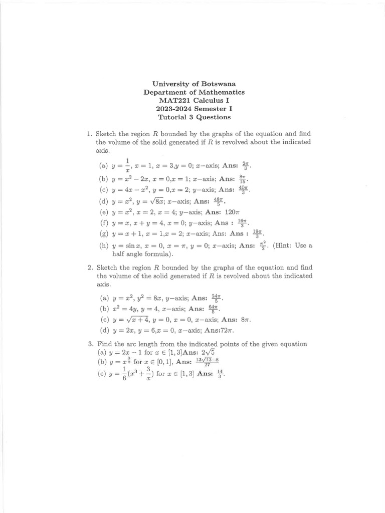 MAT221 Tutorial 3 Solutions 2023 | PDF