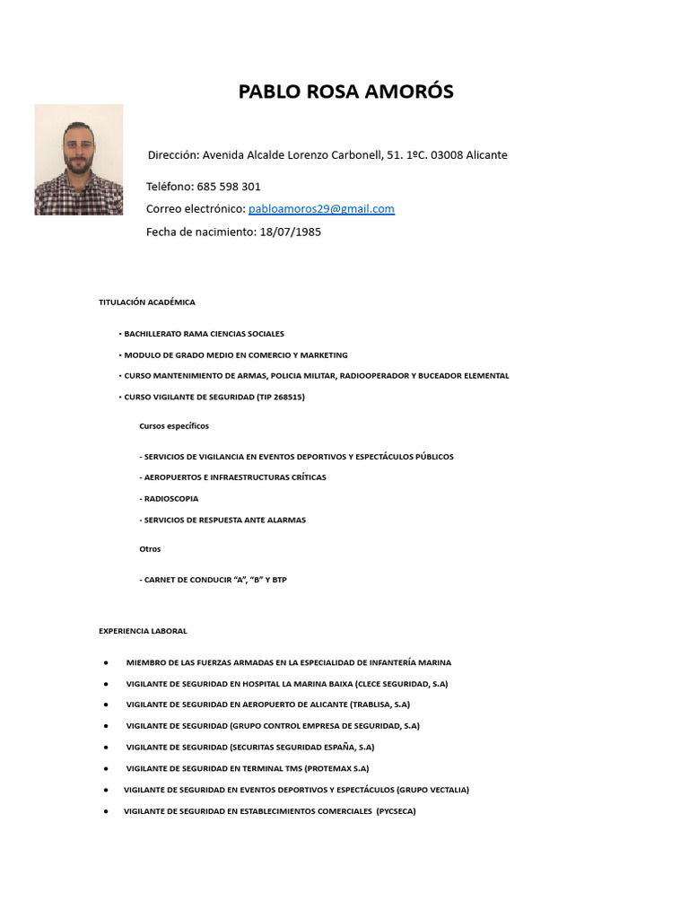 Currículum Vitae Actualizado PABLO ROSA AMOROS | PDF