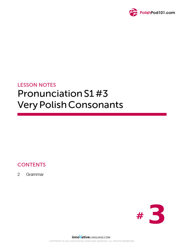 Pronunciation Very Polish Consonants - Lesson Notes | PDF | Consonant ...