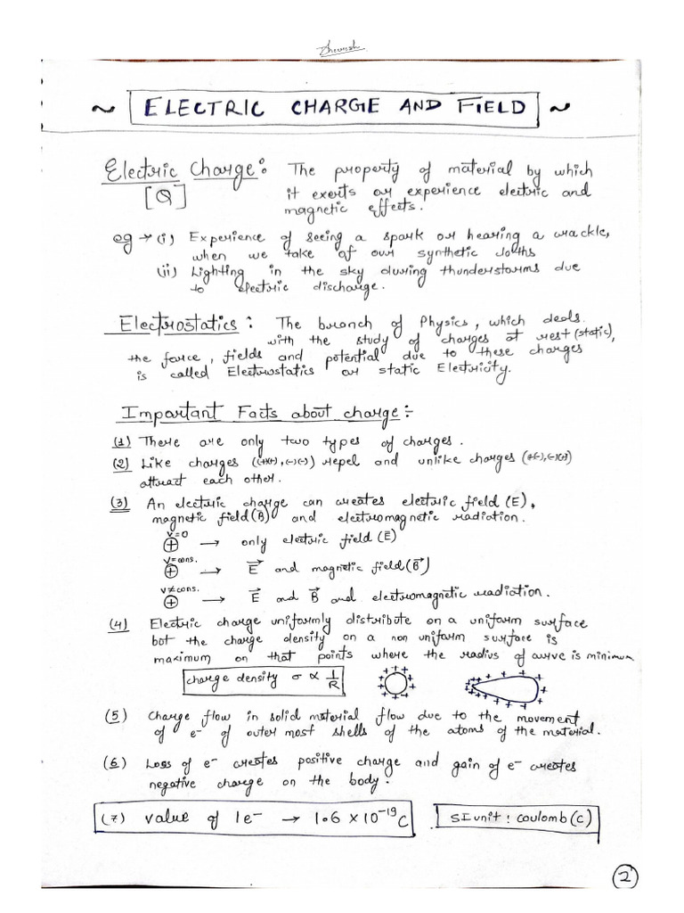 Electric charges and fields [Electrostatics] | PDF