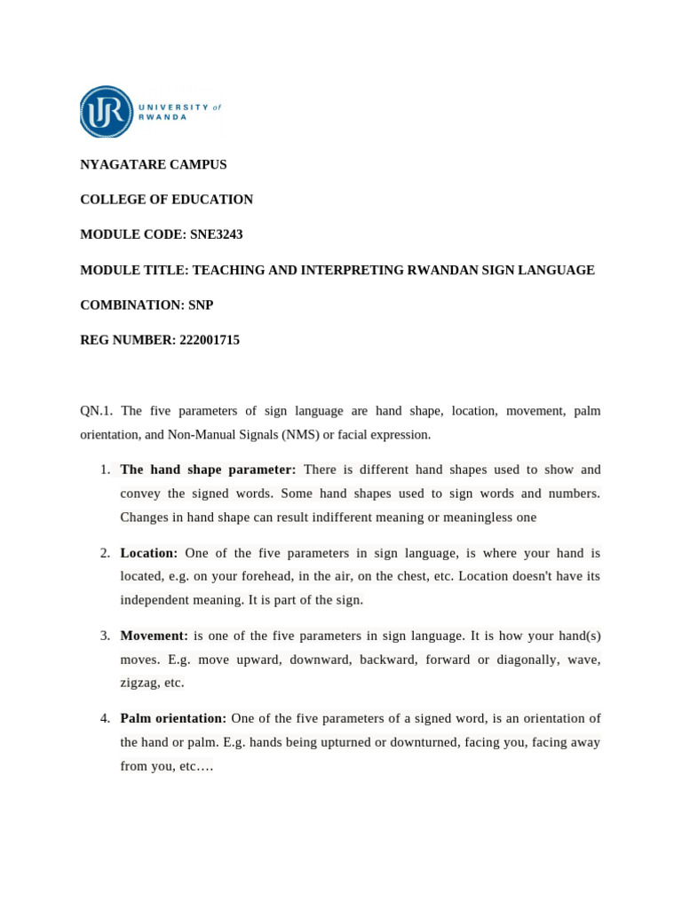 Teaching Rwandan Sign Language Basics | PDF | Language Interpretation ...