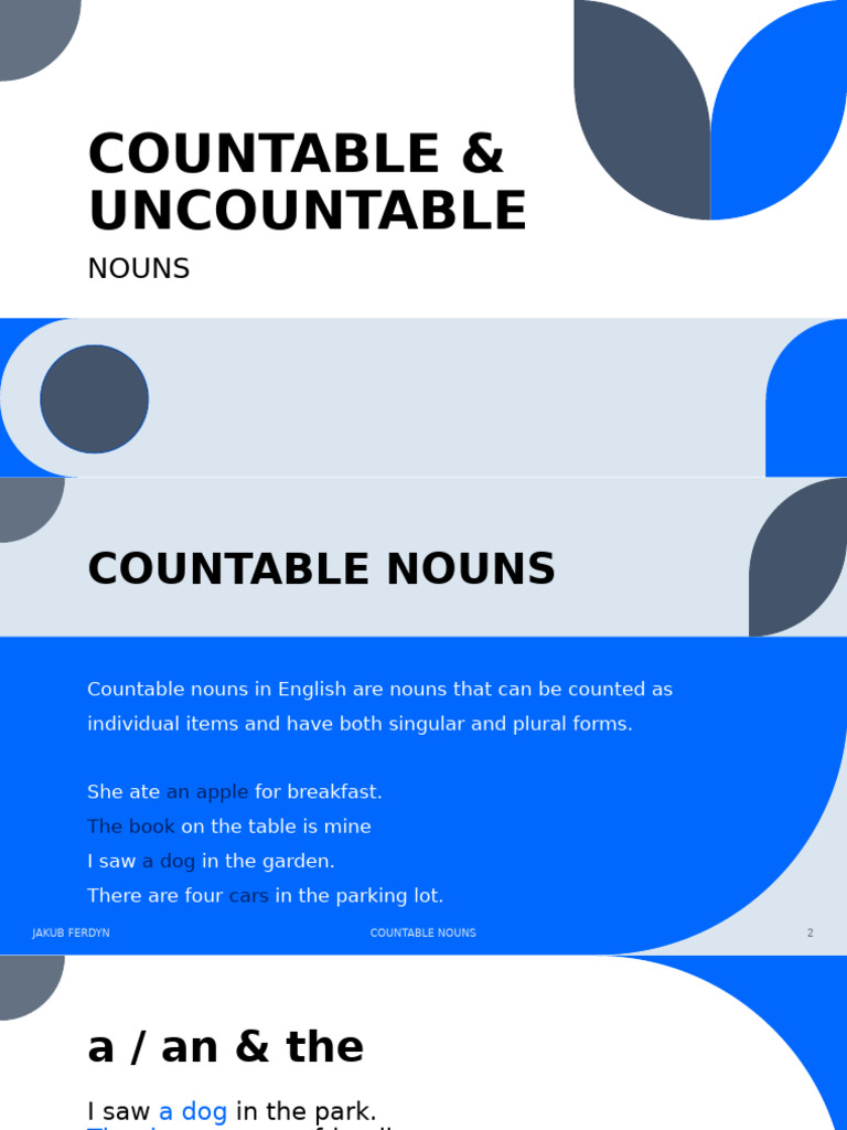 Countable and Uncountable Nouns Guide | PDF | Noun | Plural