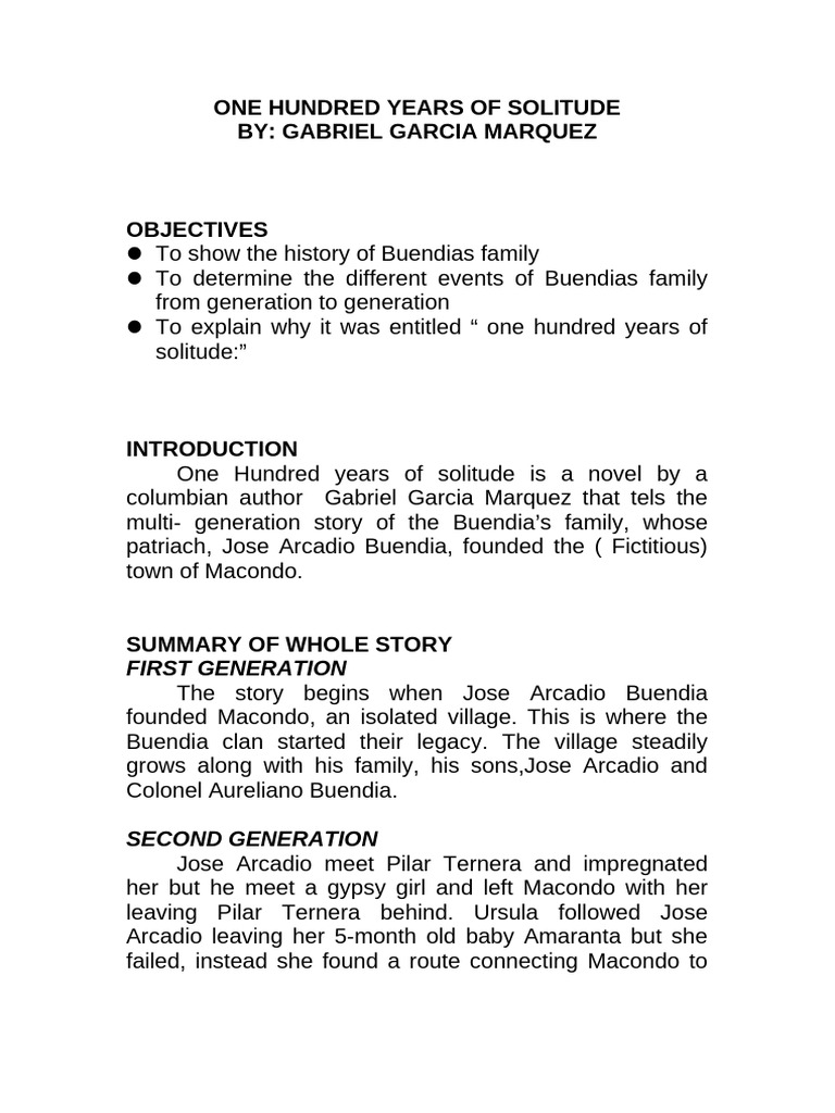 Analysis of One Hundred Years of Solitude | PDF | Spanish Language ...