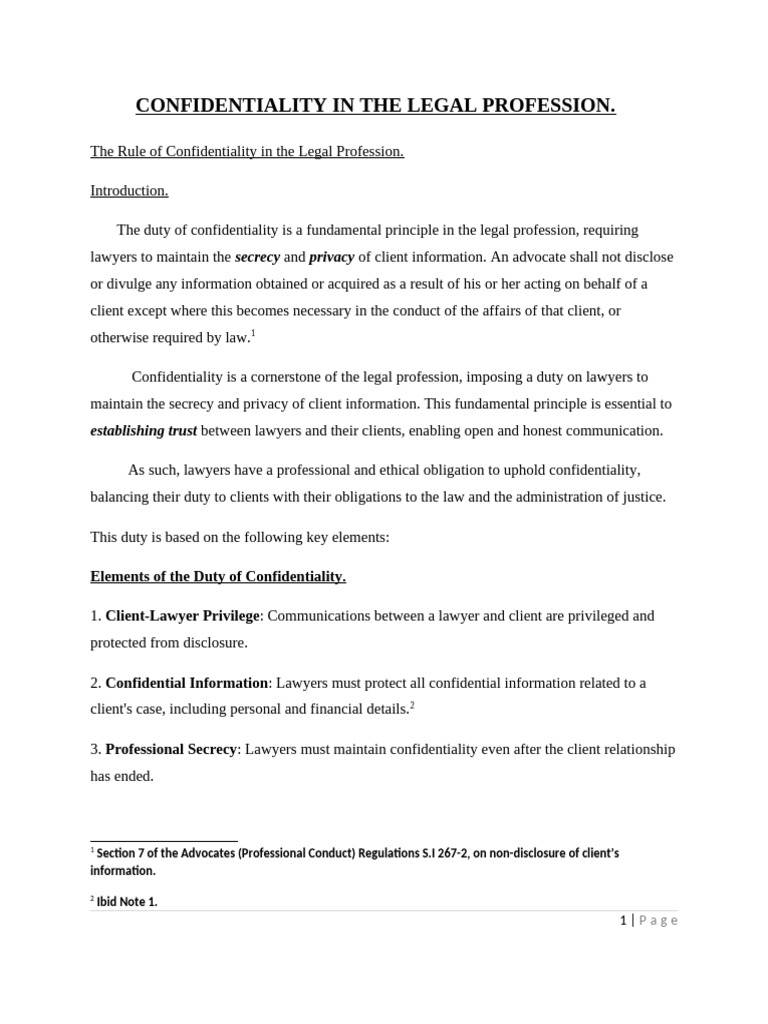 Legal Confidentiality and Ethics Explained | PDF | Confidentiality ...