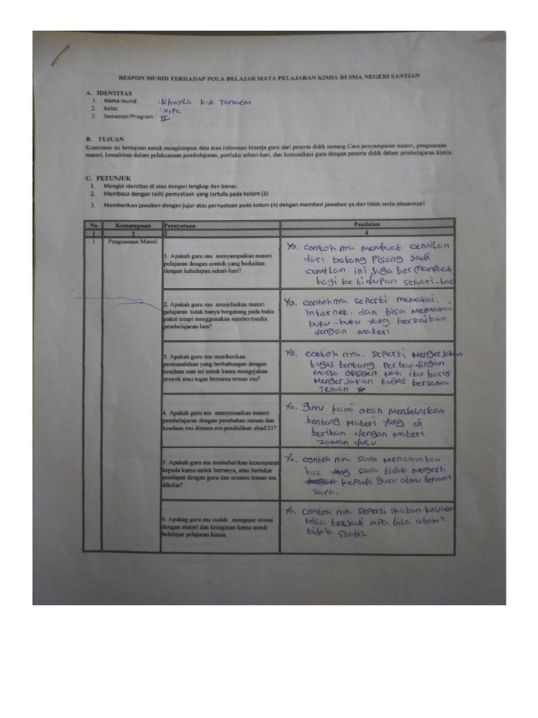 Respon Murid Dan Teman Guru Serta Kepala Sekolah Terhadap Guru Dalam ...