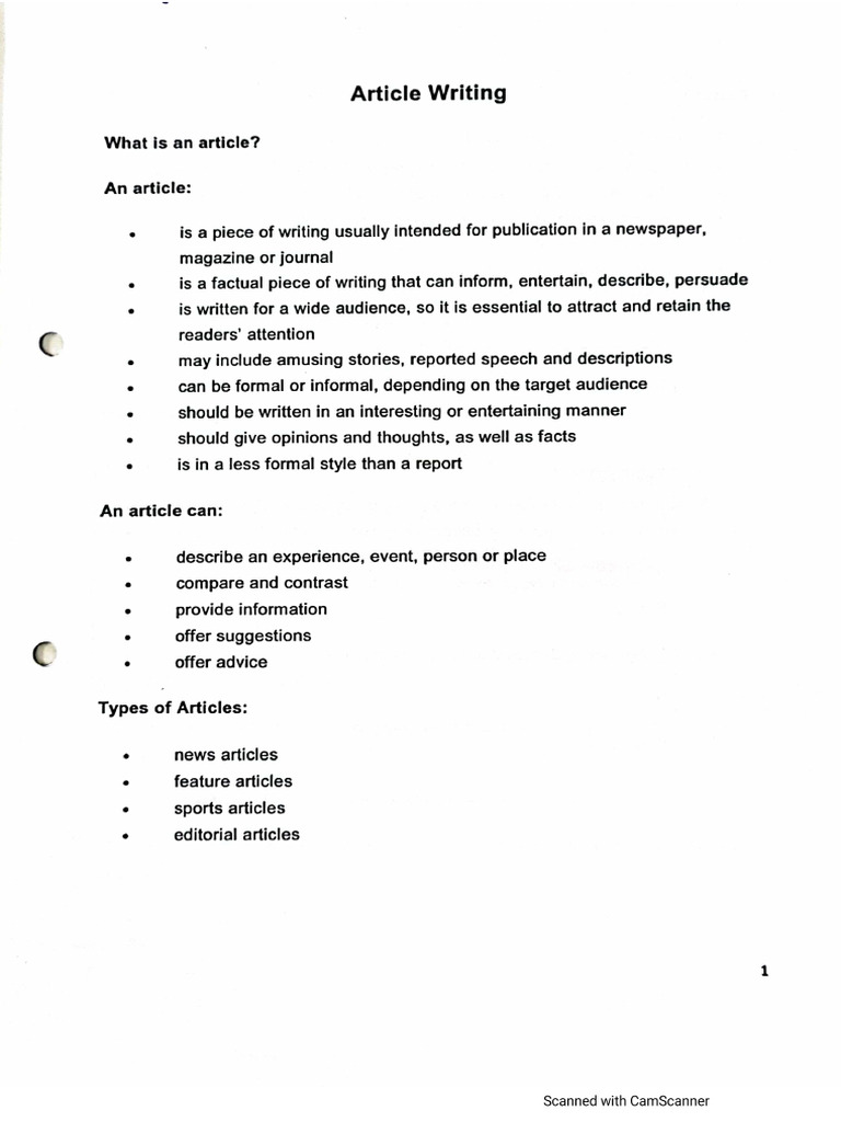 Article Writing | PDF