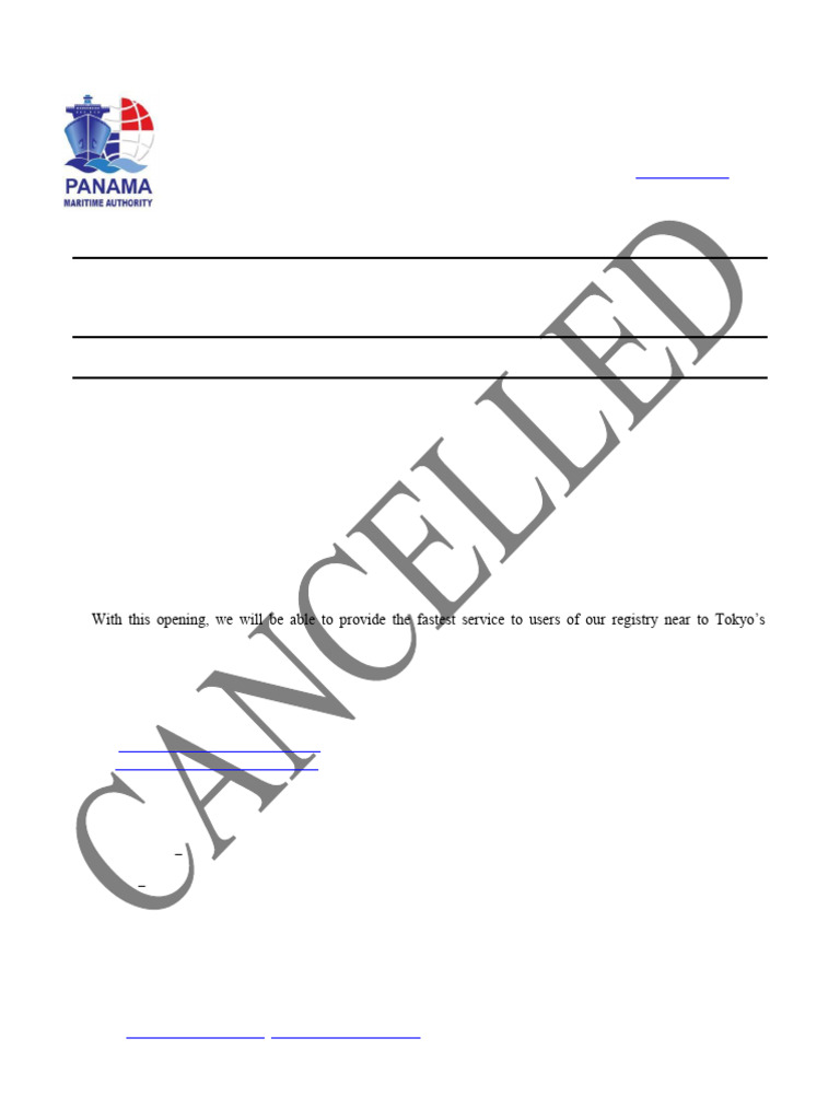 MMC 211 Segumar Tokyo Office Cancelled Sept 2021 | PDF | Panama