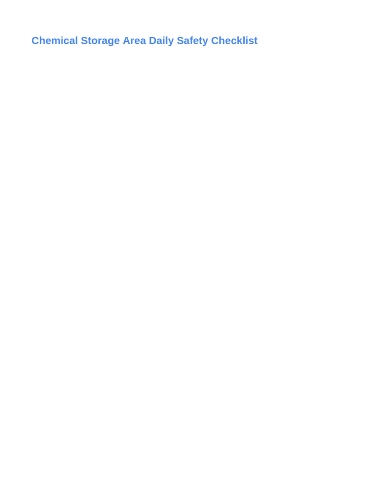 Chemical Storage Area Checklist | PDF