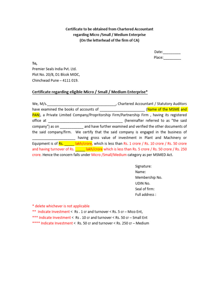 CA Certificate Format | PDF