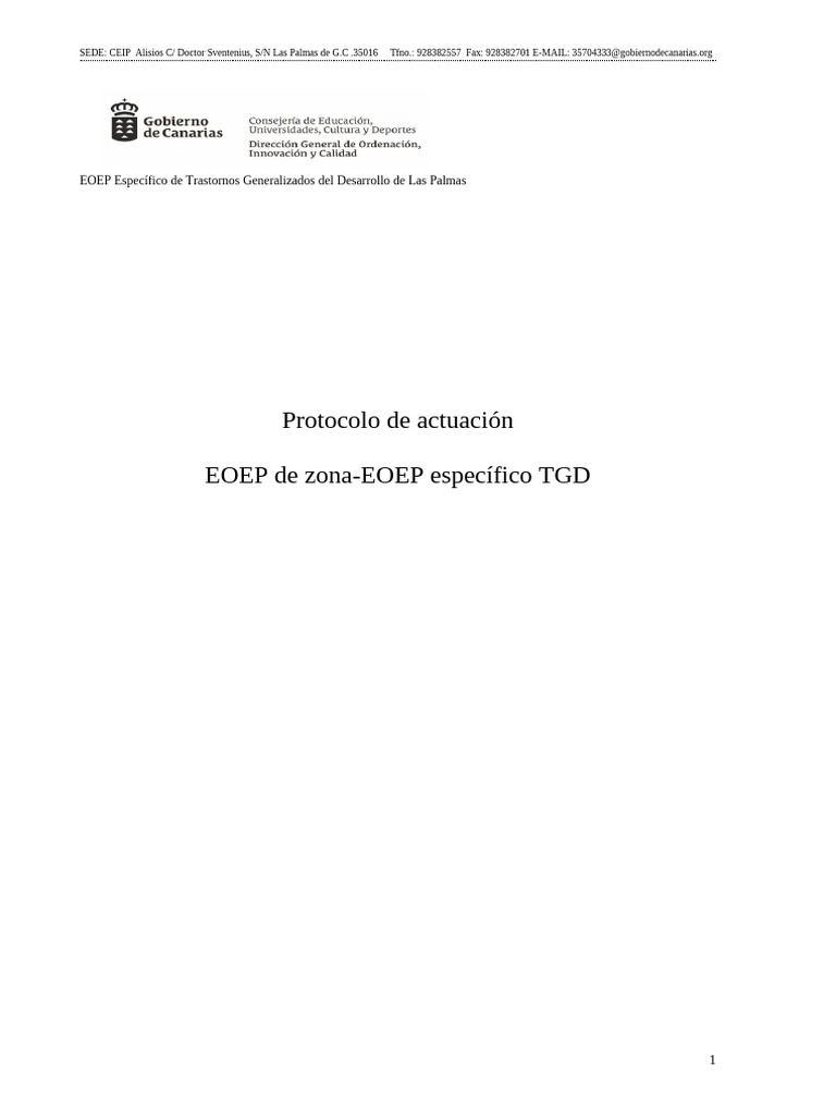 Protocolo EOEP TGD Las Palmas | PDF | Autismo | Síndrome de Asperger