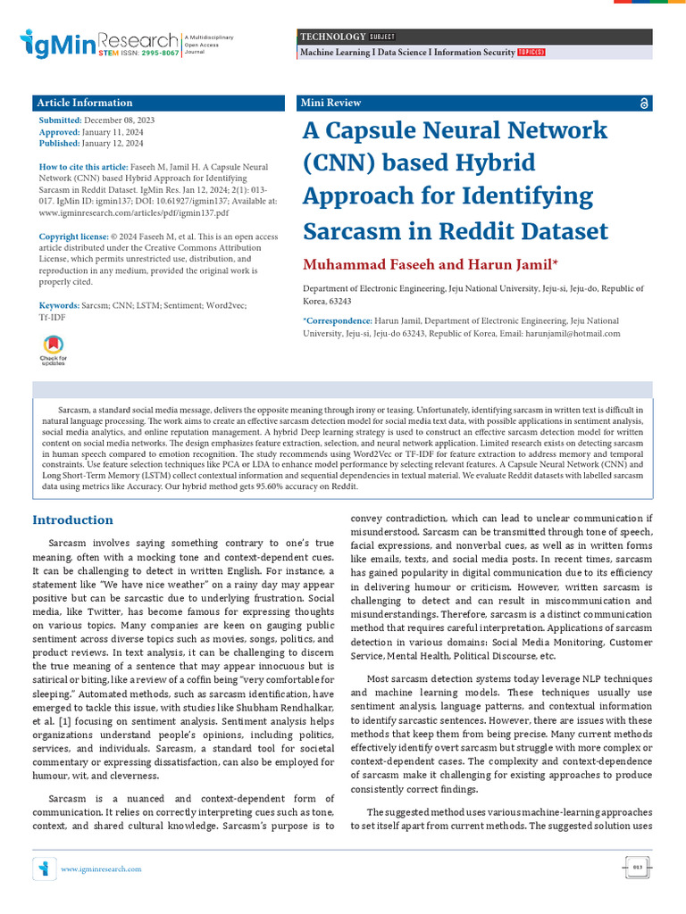 A Capsule Neural Network Cnn Based Hybrid Approach For Identifying