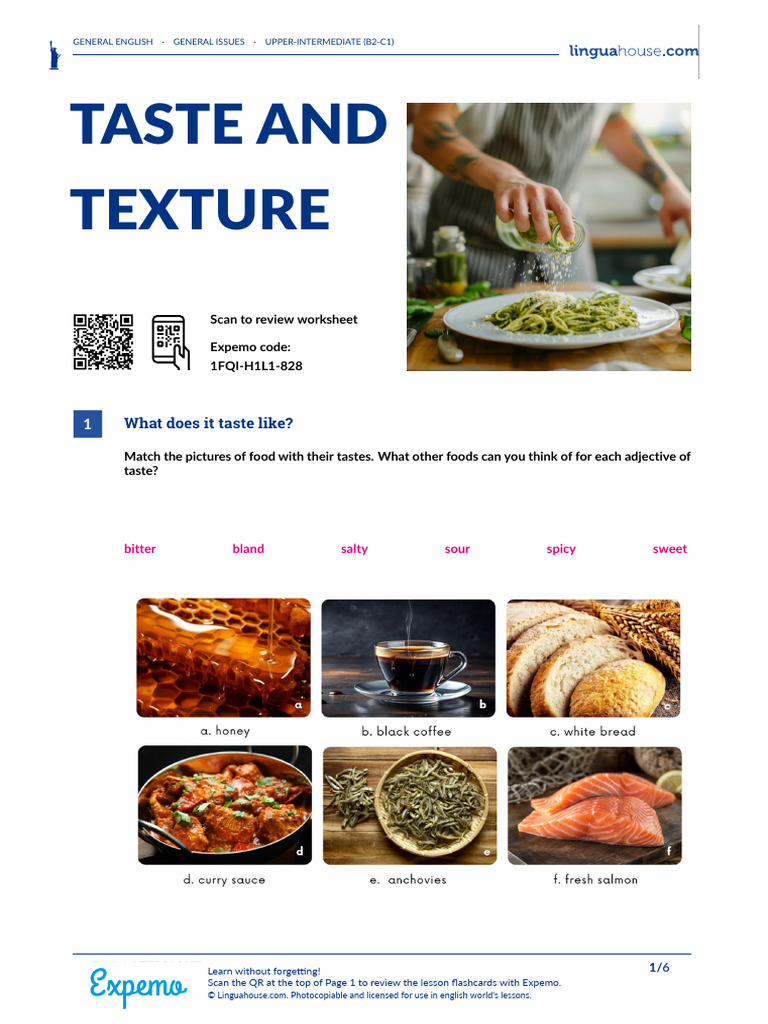Taste and Texture American English Student B2 C1 | PDF | Taste | Adjective