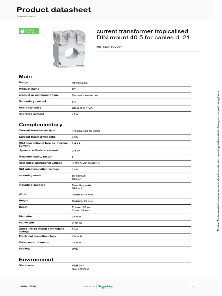Schneider Electric - TI - METSECT5CC004 | PDF | Electrical Components ...