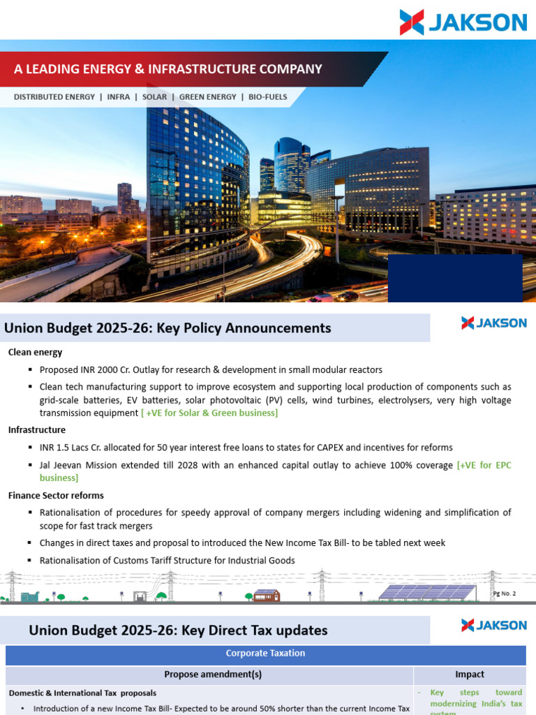 Budget 2025 Key Tax Highlights Pdf Taxes Photovoltaics