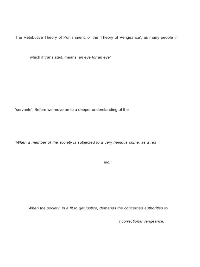 Retributive Theory of Punishment | PDF | Punishments | Justice